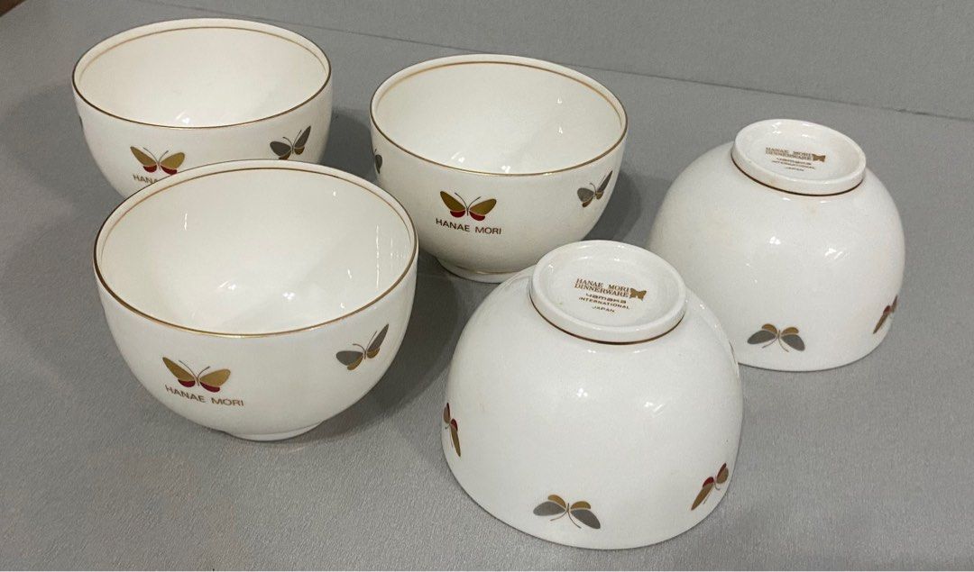 Vintage Hanae Mori 5-Piece Porcelain Tea Cups by Yamaka International ...