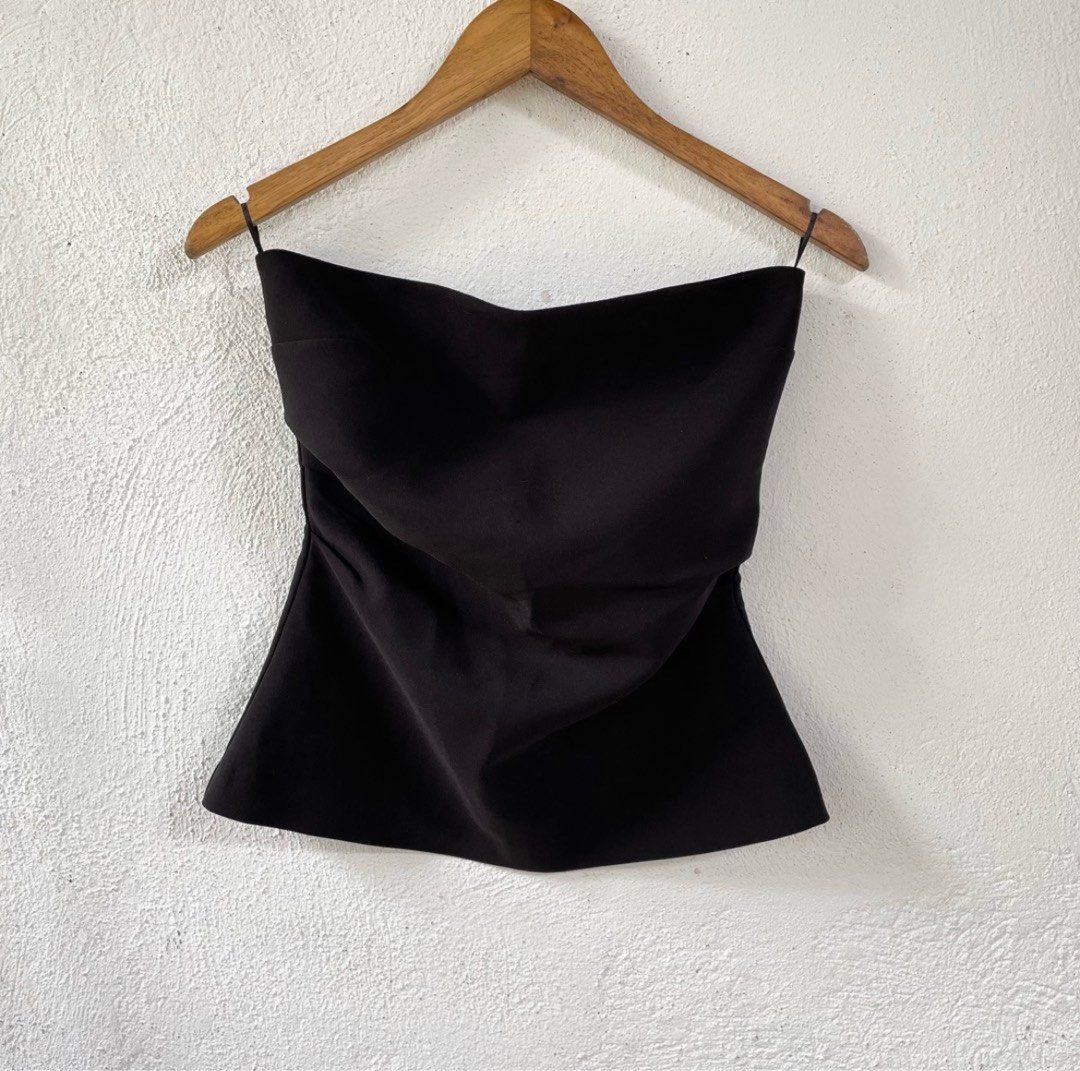 Zara drapped tube top, Women's Fashion, Tops, Sleeveless on Carousell