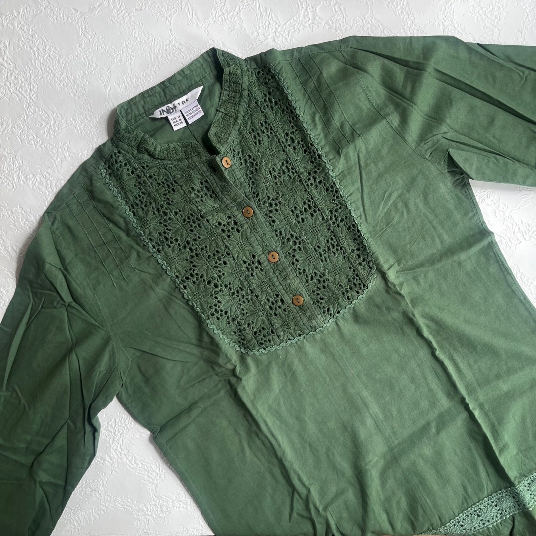 Zara TRF - Green Long Sleeve Blouse Top/Atasan Blus Lengan Panjang ...