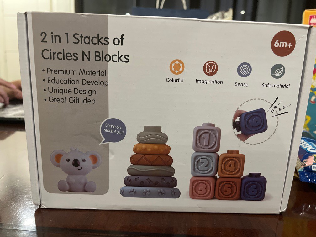 2 in 1 Stacks of Circles and Blocks (Koala), Babies & Kids, Infant Playtime on Carousell