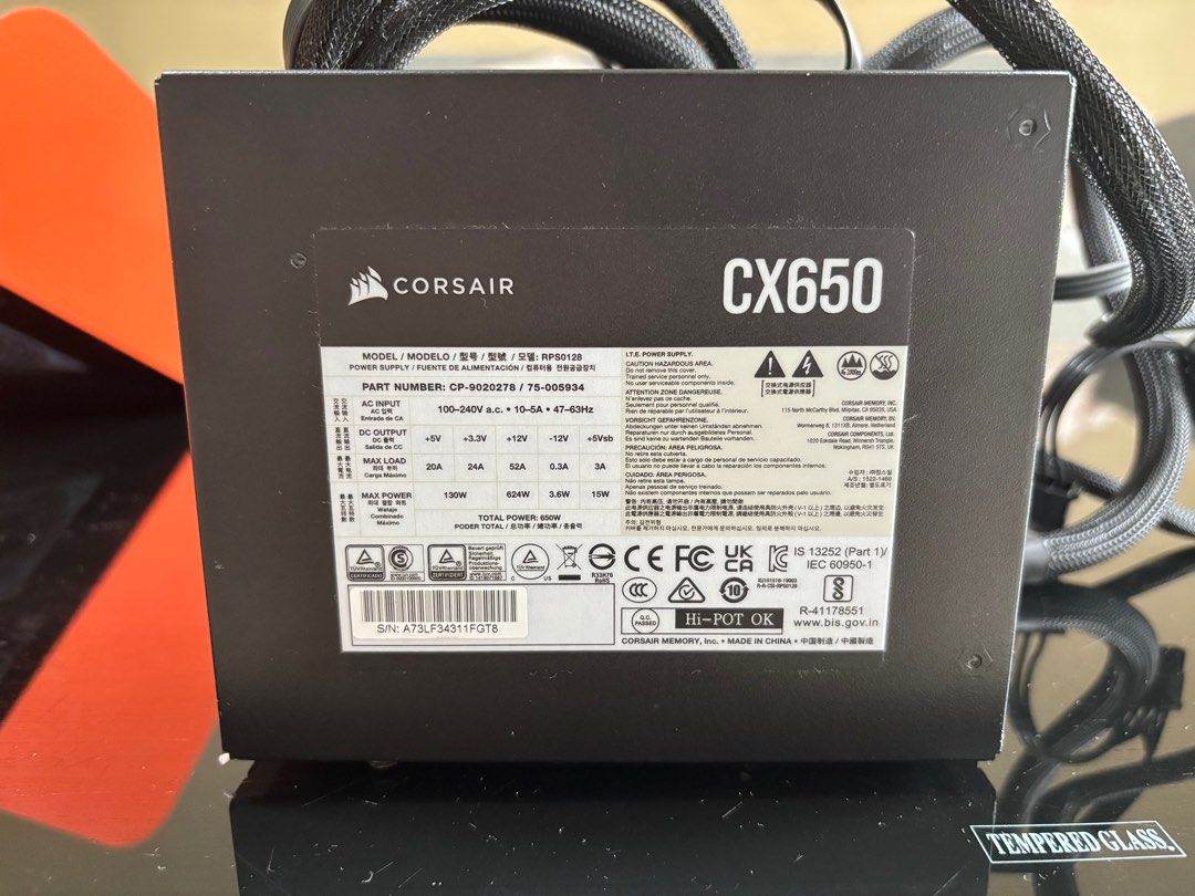 Corsair CX650 Power Supply, Computers & Tech, Parts & Accessories ...