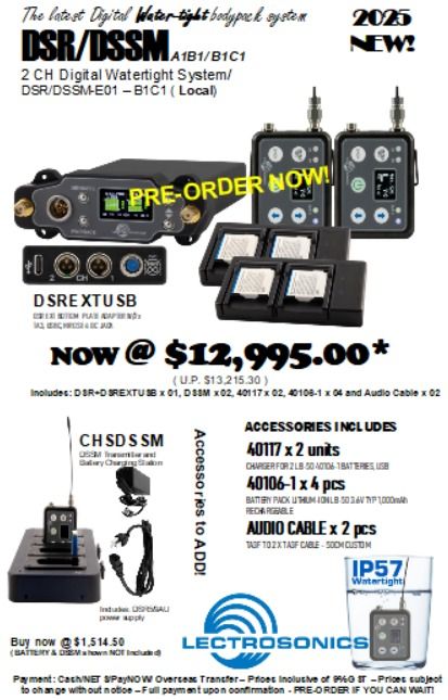 DSR DSSM 2 channel water-tight IF57 Bodypack wireless system ( 2025 NEW!), Audio, Portable Audio ...