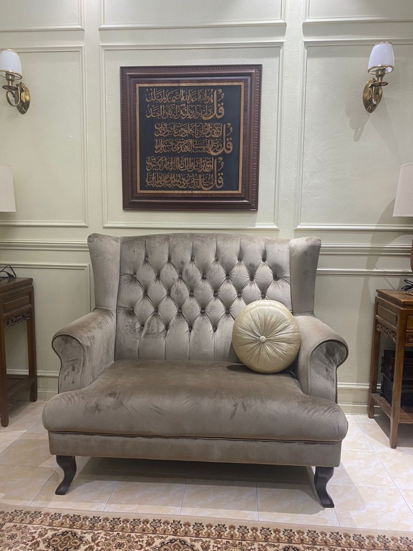 English Wing Chair 2 seater SSF, Furniture & Home Living, Furniture ...