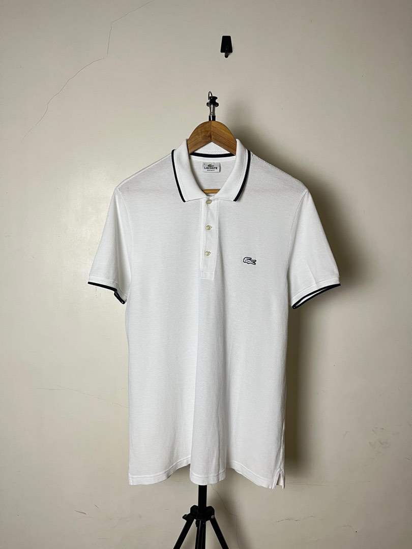 Lacoste White (White Albino) Waffle Knit, Men's Fashion, Tops & Sets ...