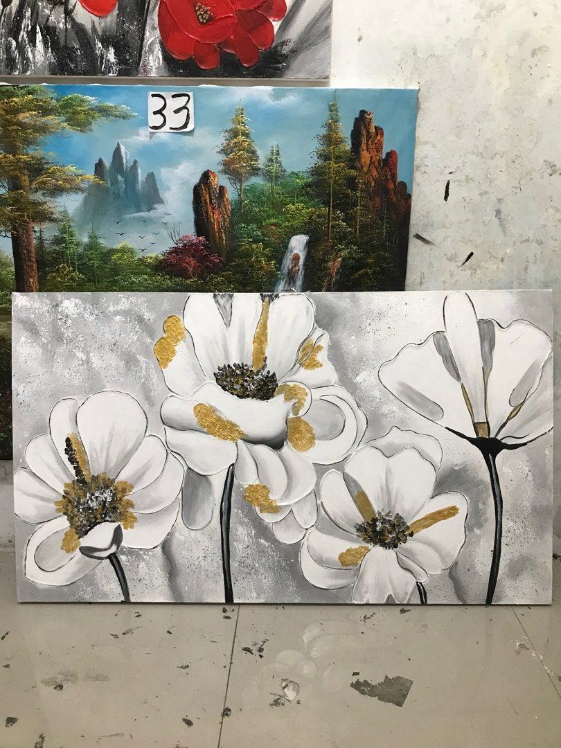 Lukisan Bunga texture, Desain & Kerajinan Tangan, Karya Seni di Carousell