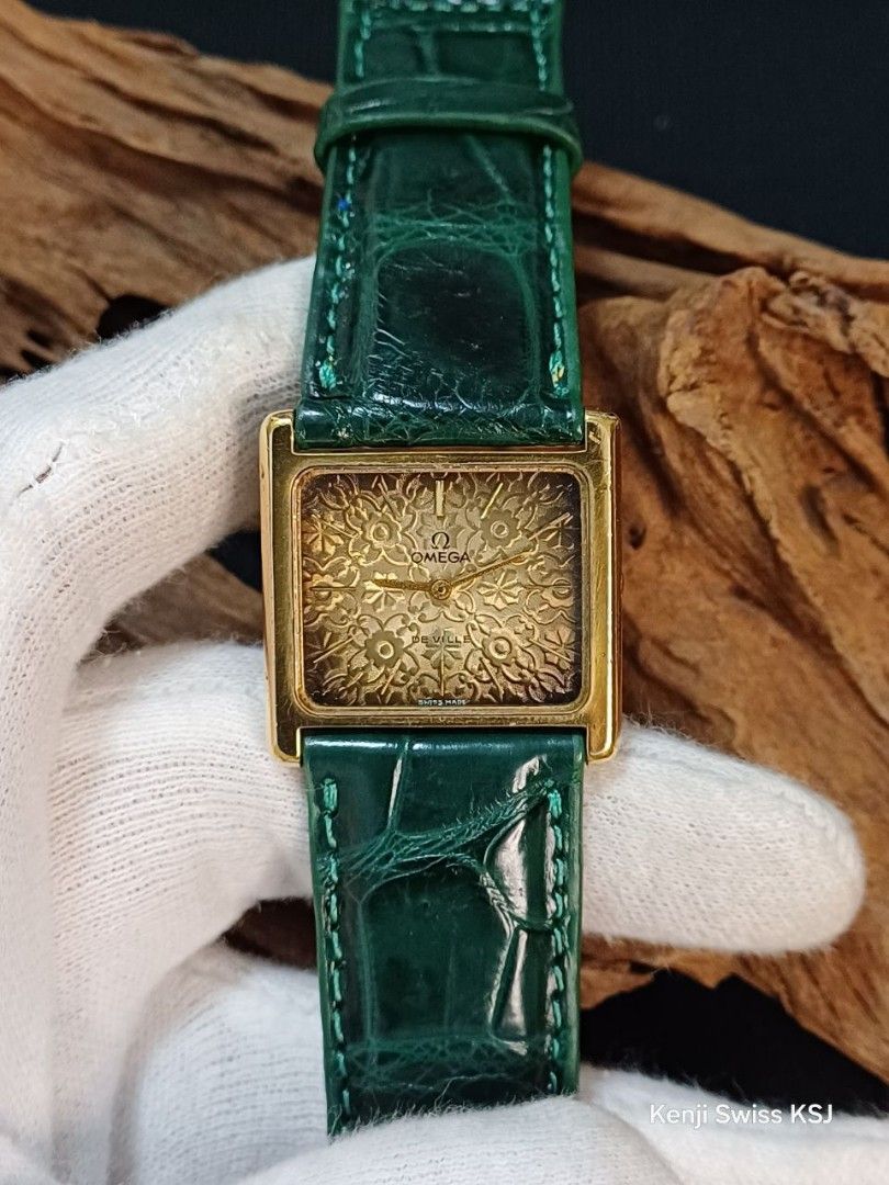 Omega DeVille tank GP wind 28x21mm Floral dial Saph Croc Swiss vintage ...