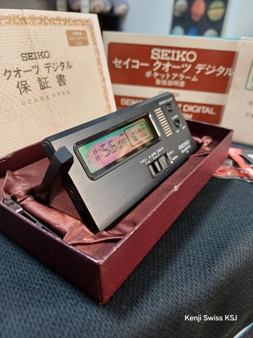 Seiko Quartz Digital clock Travel Alarm BLK Full set new batt NOS Japan ...