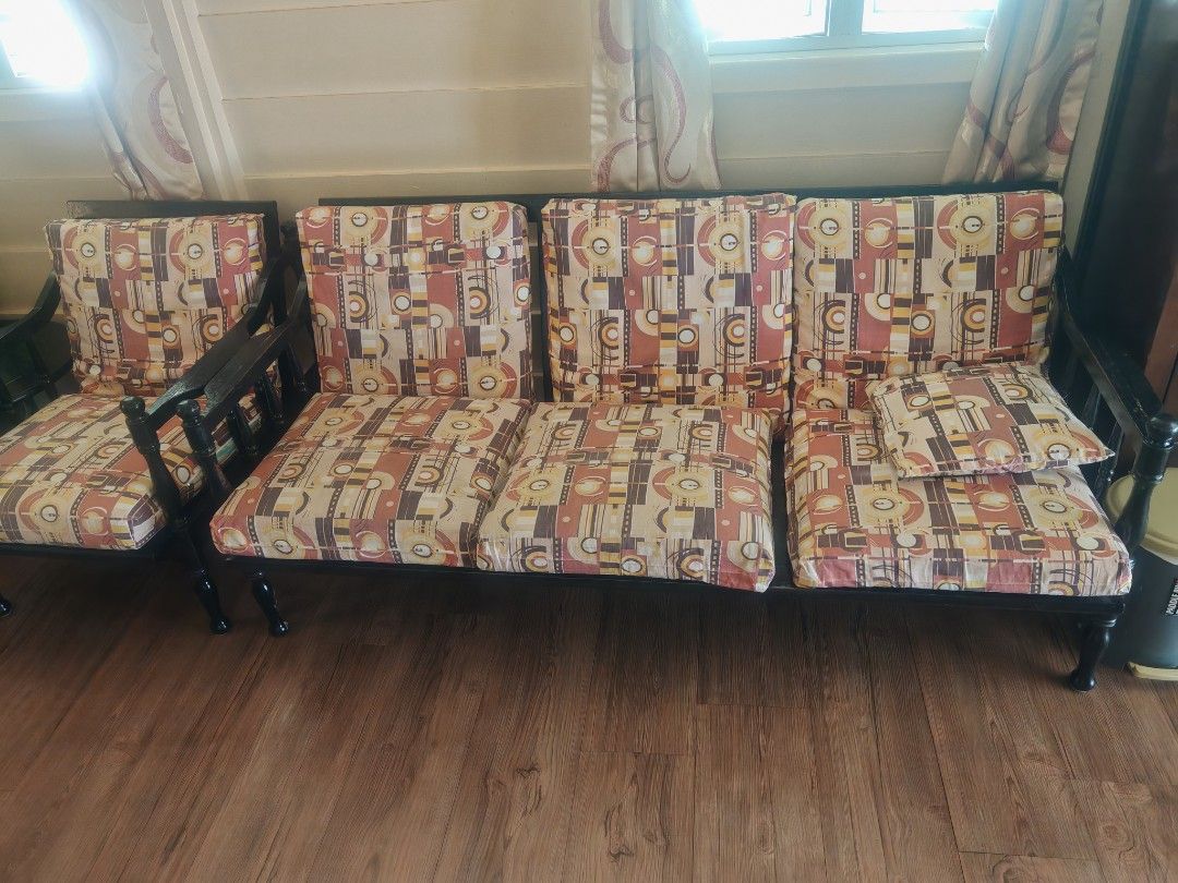 SOFA KAYU 3+2+1 seater, Furniture & Home Living, Furniture, Sofas on ...
