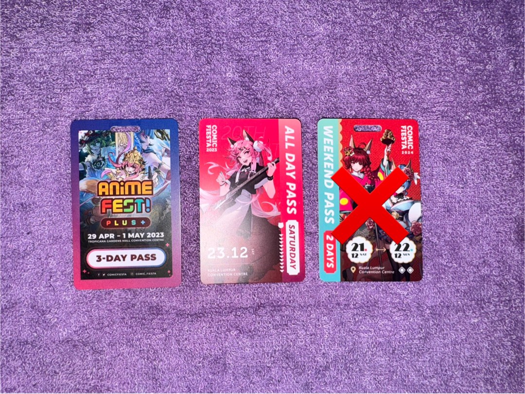 [USED] Anime Fest Plus & Comic Fiesta Tickets, Hobbies & Toys, Toys ...