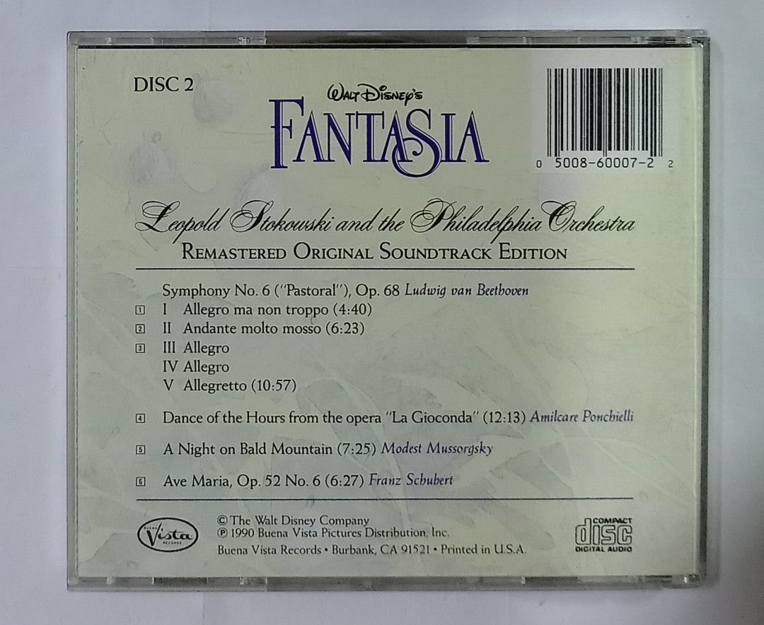 Walt Disney FANTASIA Leopold Stokowski Original Soundtrack CD (67 ...