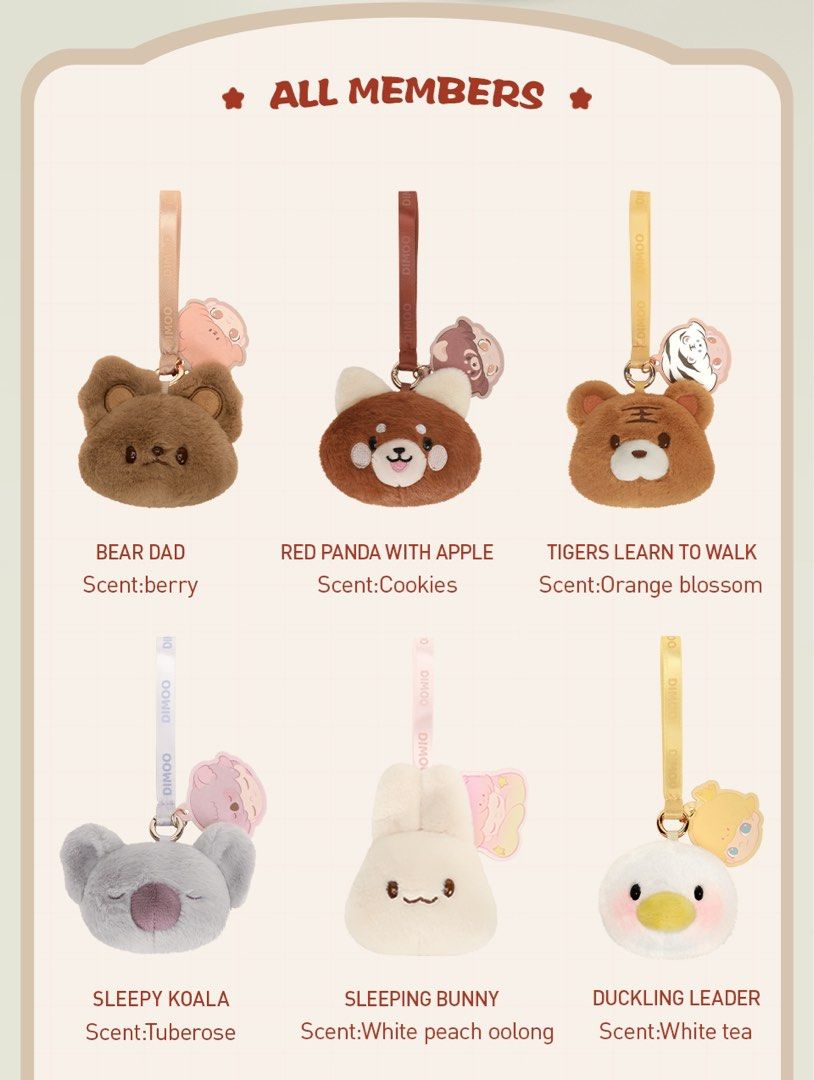 DIMOO Animal Kingdom Series Plush Keychain (Sleeping Bunny), Hobbies ...