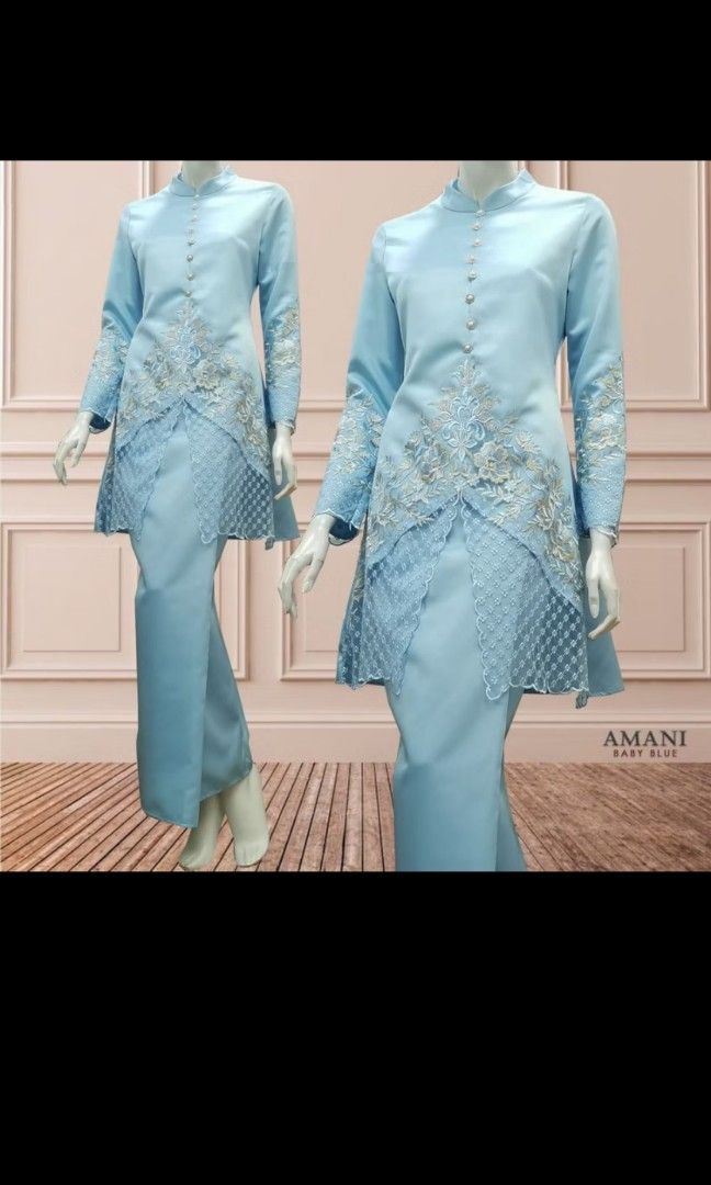 Baju kurung baby blue| Baju kebaya | Baju raya, Women's Fashion ...