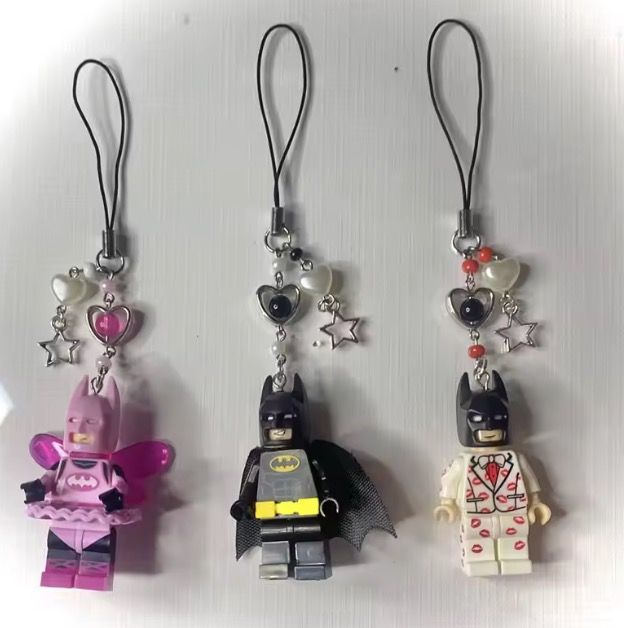 beaded batman keychain/phone charm strap lanyard fairy core anik-anik ...