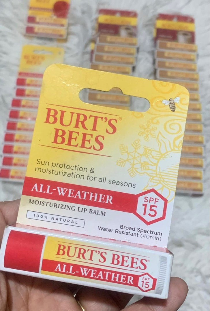 Burt's bees 100% Natural Lip balm ALL WEATHER with spf 15, Beauty ...