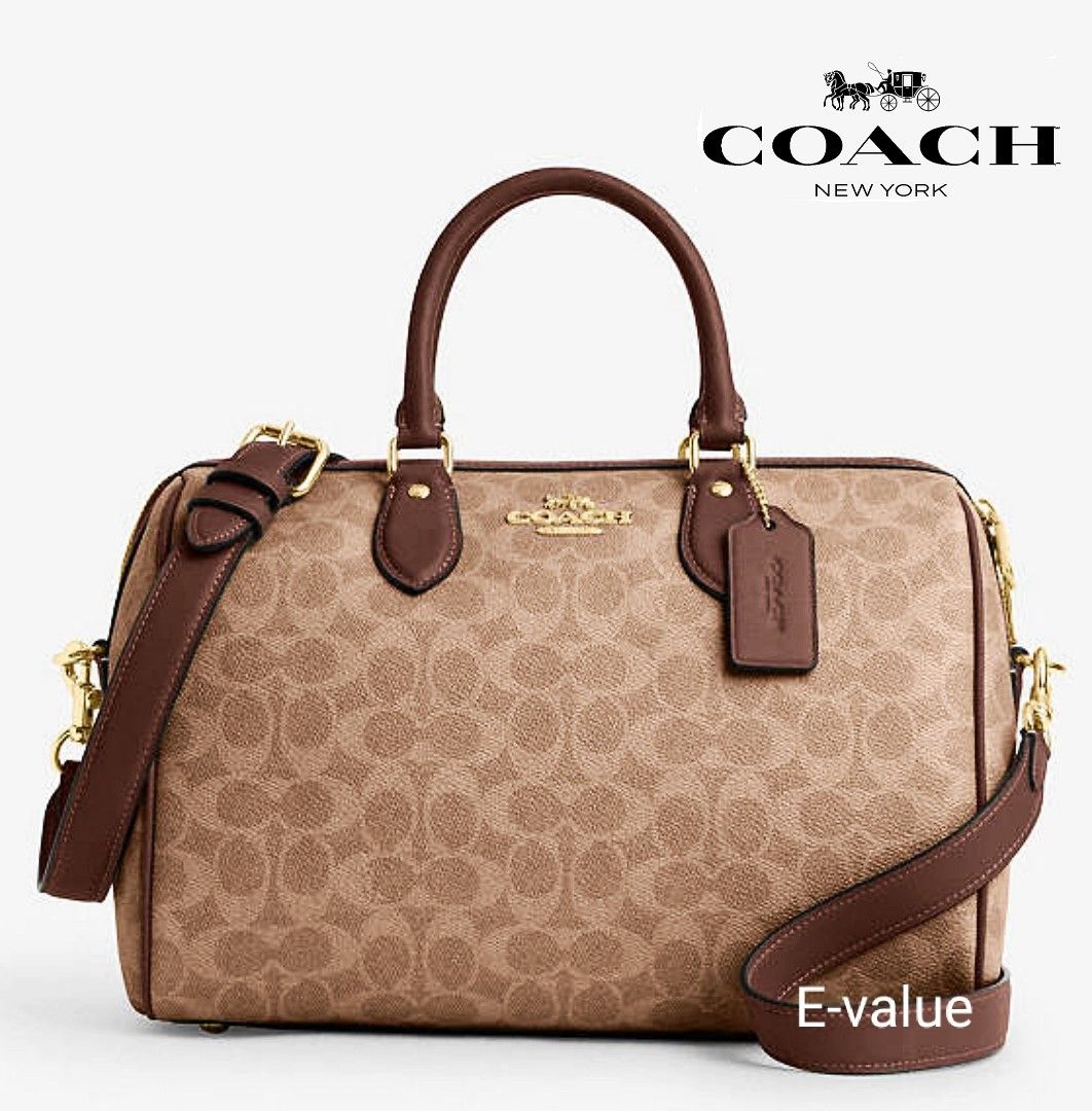 Coach Original Signature Brown Large Rowan Satchel Crossbody Top Handle ...
