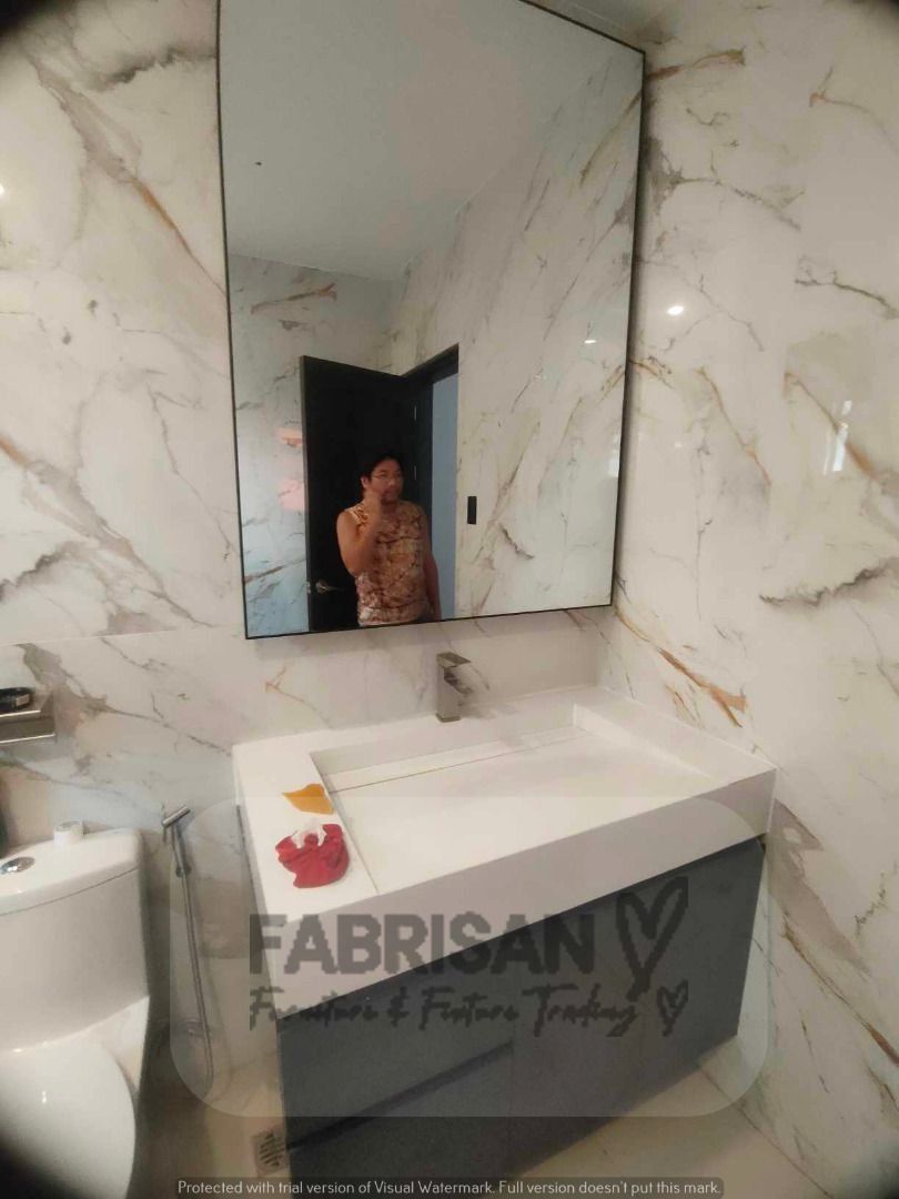 Customized Lavatory with mirror / office table / office chair / office ...