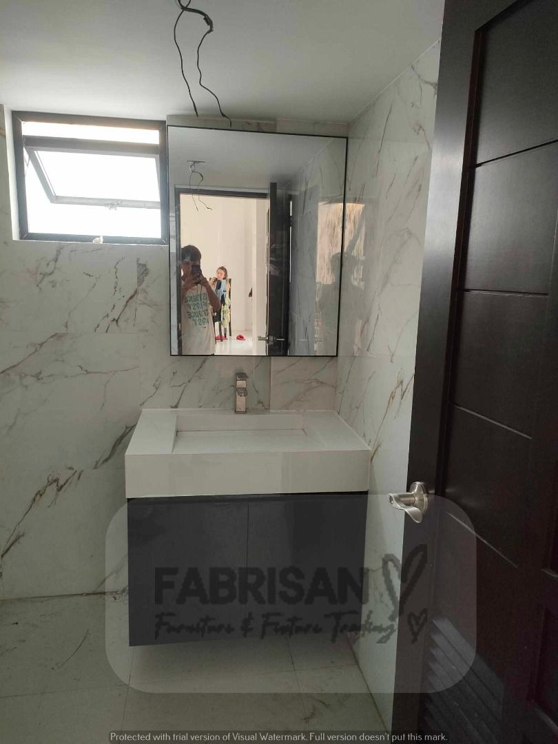 Customized Lavatory with mirror / office table / office chair / office ...