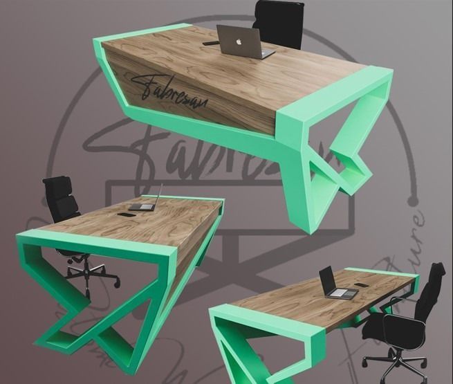 Customized office table with metal legs and laminated wood table top ...