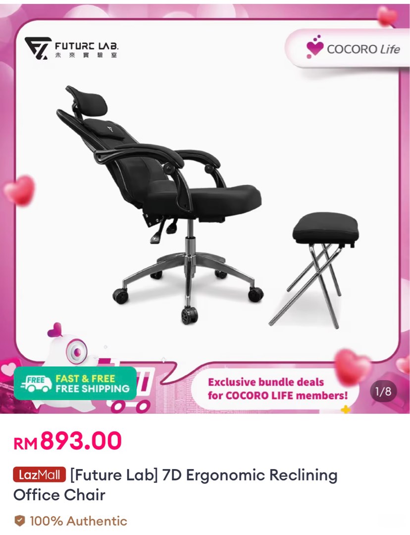 Future lab 7D Ergonomics Reclining Office Chair, Furniture & Home Living, Furniture, Chairs on ...