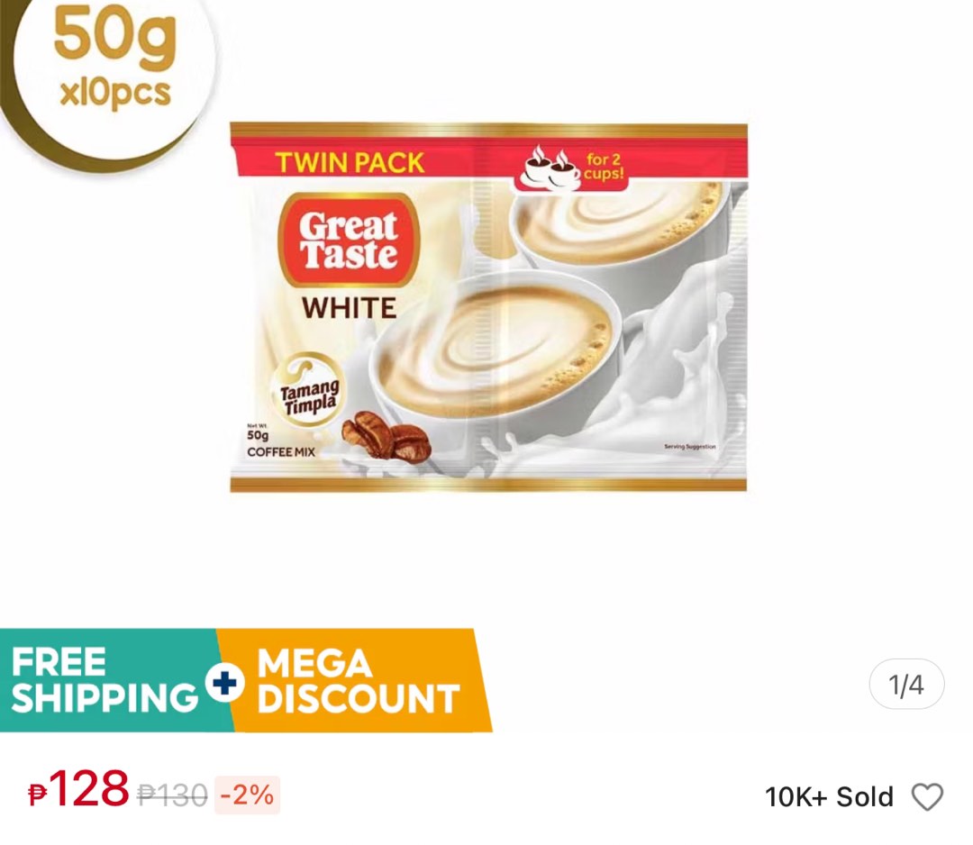 Great Taste White Coffee Mix 10 grams, Food & Drinks, Beverages on ...