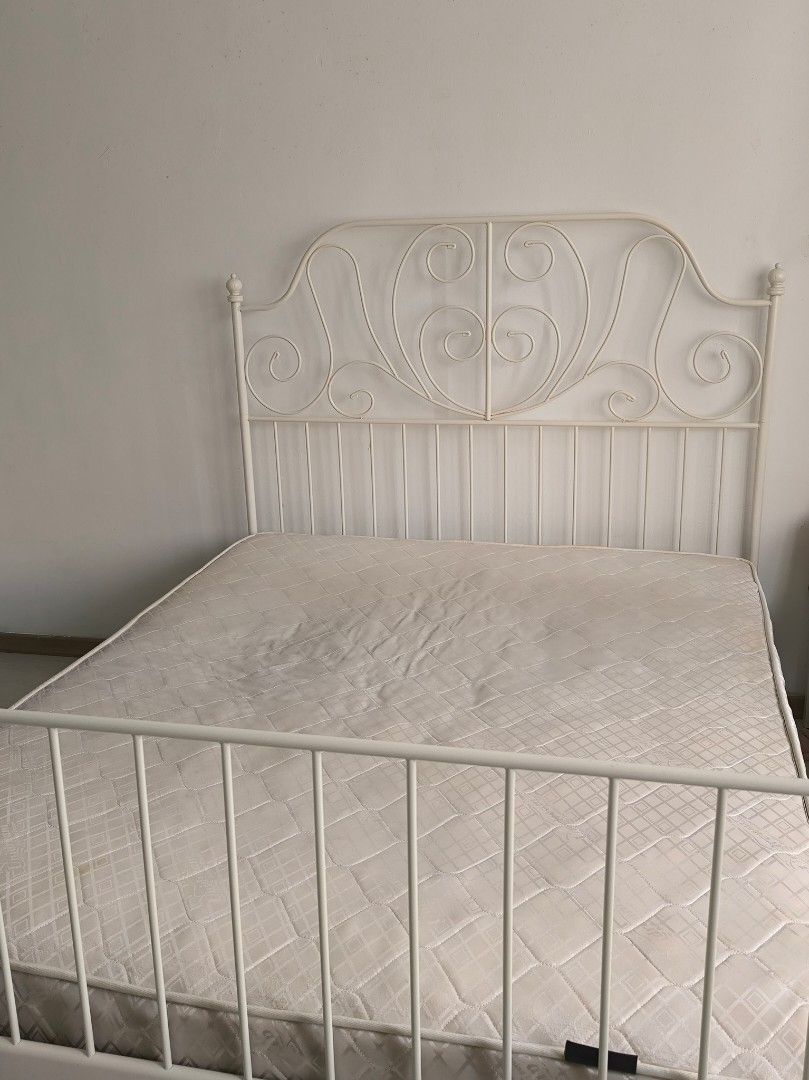 IKEA Leirvik Bed Frame with Mattress Queen size, Furniture & Home ...