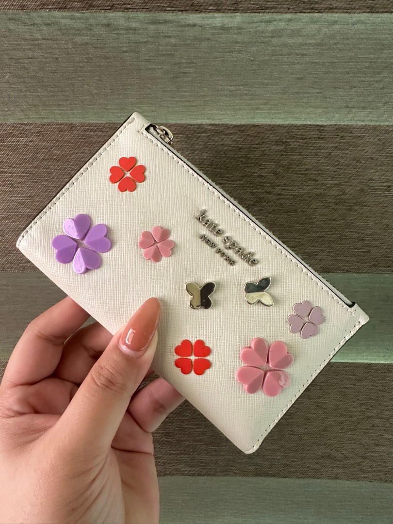 Kate Spade Spencer Spade Clover Butterfly small slim bifold wallet ...