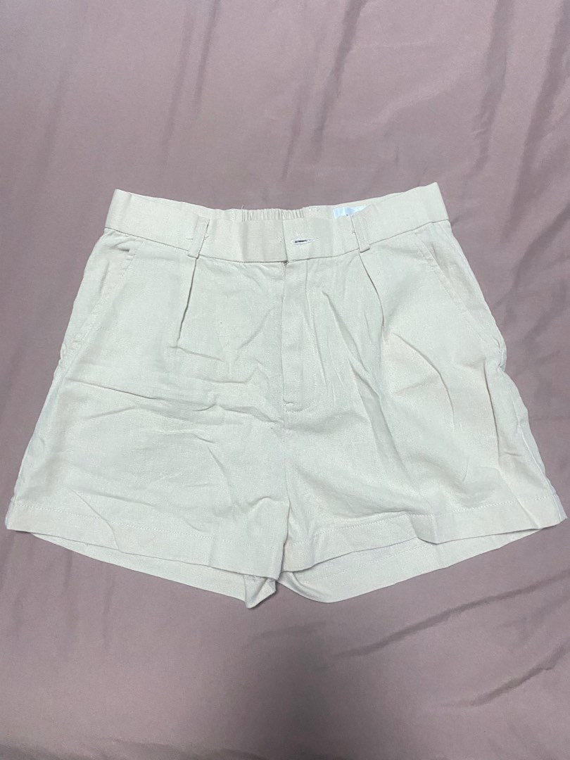 Linen Lab Brown Linen Shorts, Women's Fashion, Bottoms, Shorts on Carousell