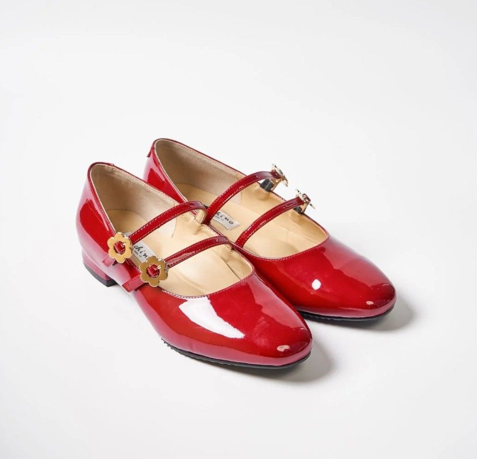 Machino Cherry Red Mary Jane Flats, Women's Fashion, Footwear, Flats on ...