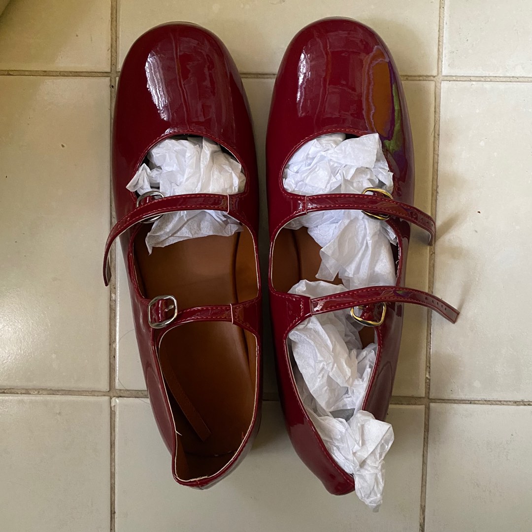 Maroon Ballet Flats (Marikina-made), Women's Fashion, Footwear, Flats ...