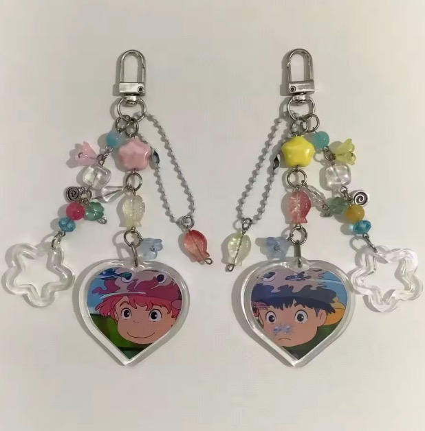 ponyo & sosuke beaded keychain kawaii fairycore cottagecore indie y2k ...