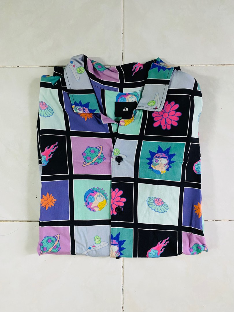 Rick & Morty H&M Shirt, Men's Fashion, Tops & Sets, Formal Shirts on ...