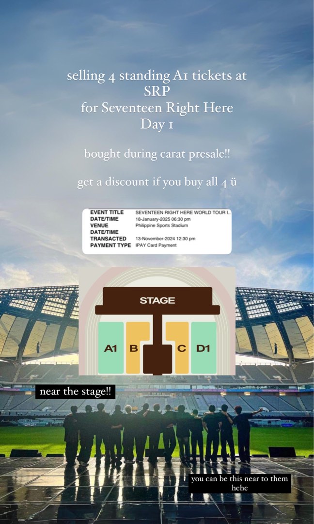 Seventeen Right Here Tickets - Standing A1 - Day 1, Tickets & Vouchers, Event Tickets on Carousell