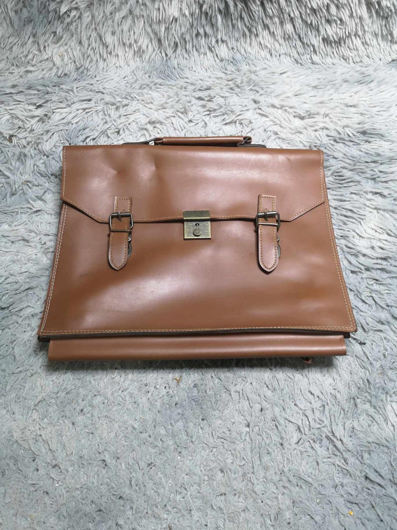 Tan Leather Two Way Satchel Bag, Women's Fashion, Bags & Wallets ...