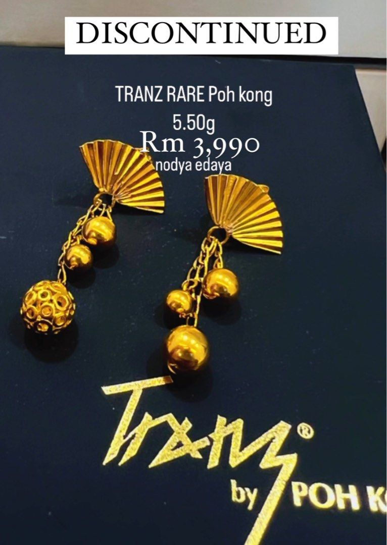 Tranz rare Poh kong emas 916, Women's Fashion, Jewelry & Organisers, Earrings on Carousell