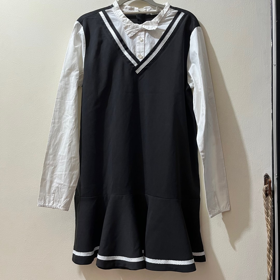 USAll Korean High School Uniform Mini Dress Black and White Hitam Putih ...