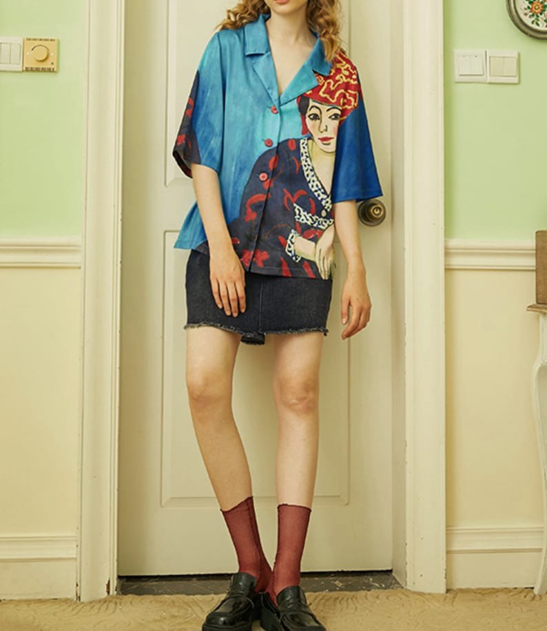 Vintage fine arts silk satin button down polo blouse elegant y2k rare ...