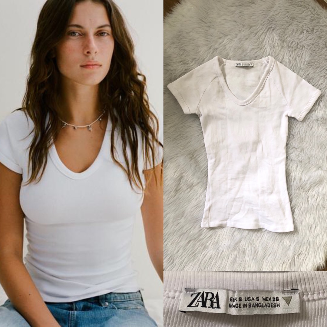 Zara white top, Women's Fashion, Tops, Blouses on Carousell