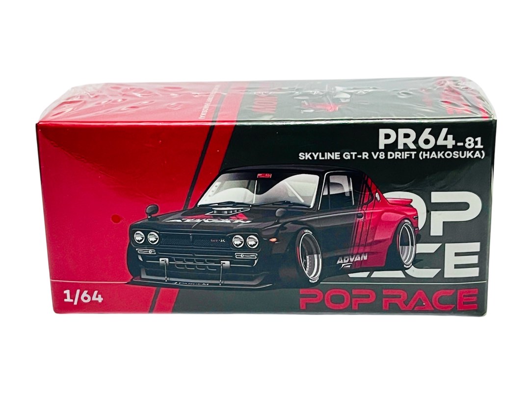 全新 未開封 Pop Race Scale 1:64 1/64 比例 合金 車仔 日產 Nissan Skyline GTR V8 DRIFT ...