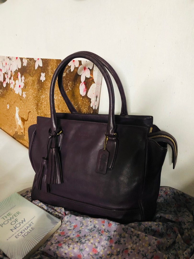 Authentic purple coach legacy candace tote shoulder top handle office ...