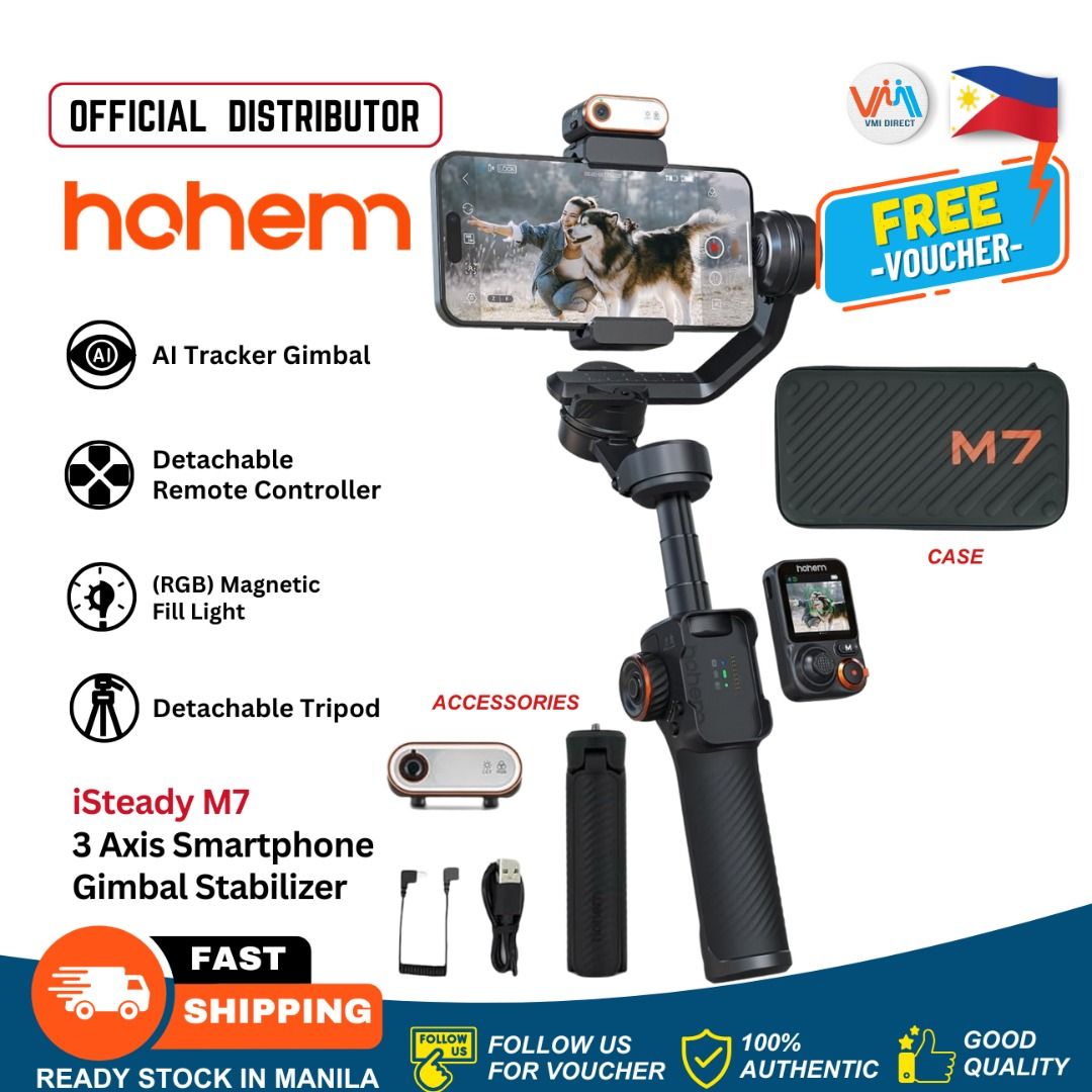 Hohem iSteady M7 AI Tracking 3 Axis Gimbal Stabilizer for iPhone Android Smartphone for Vlogging ...