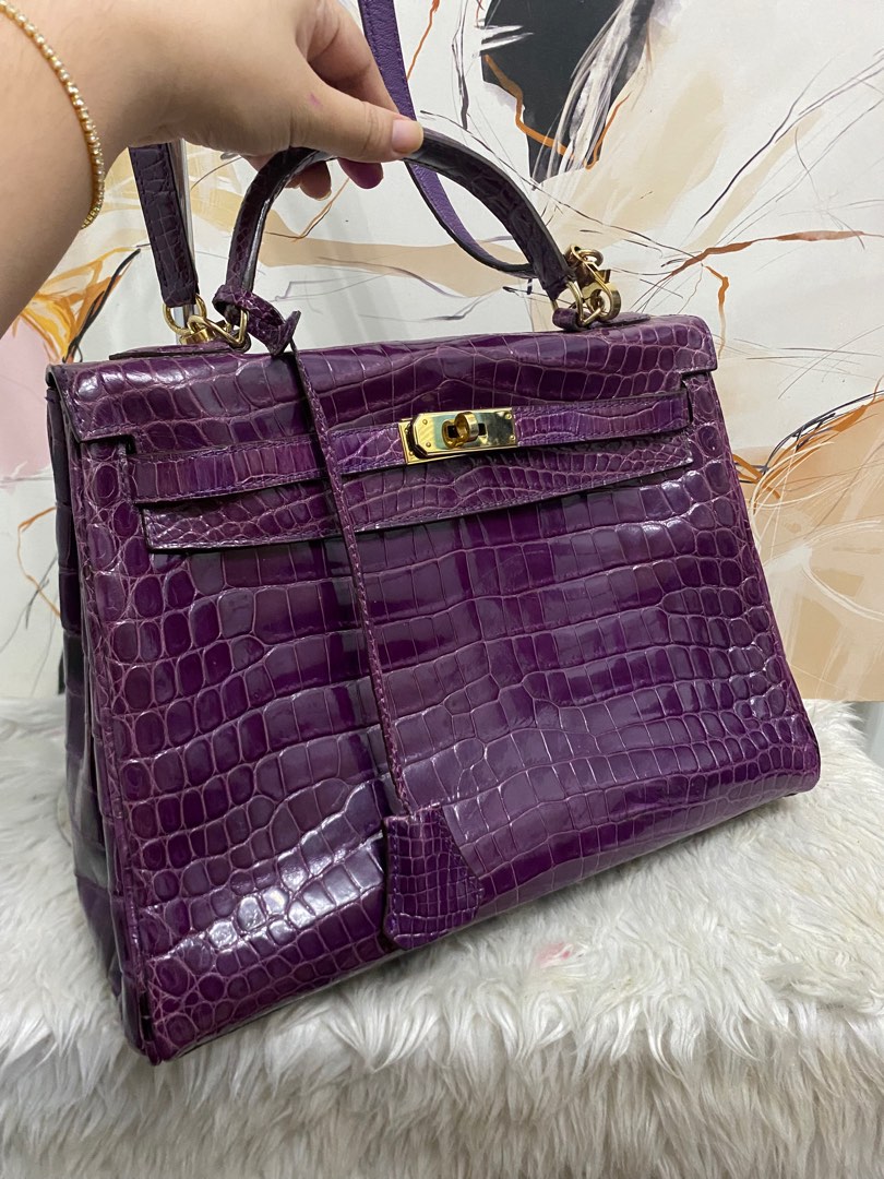 Kelly Croc bag vintage for collectors, Luxury, Bags & Wallets on Carousell