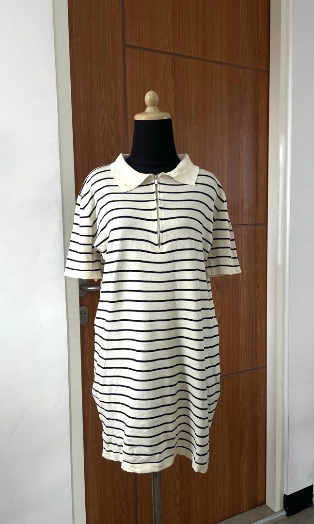 knit dress dress rajut cewek stripes garis garis, Fesyen Wanita ...