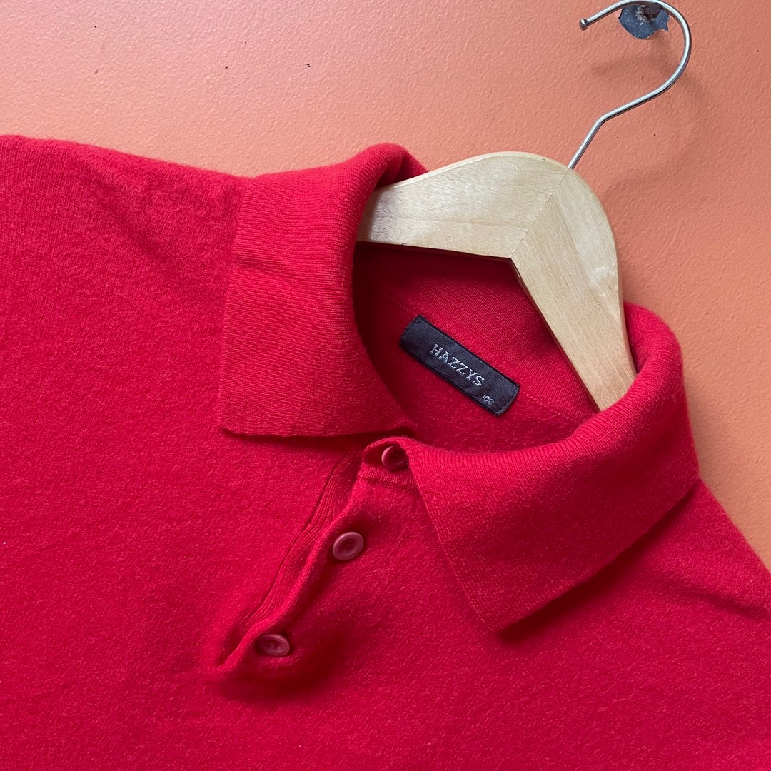 Knitwear Halfbutton Hazzys Red Small Logo, Fesyen Pria, Pakaian , Baju ...