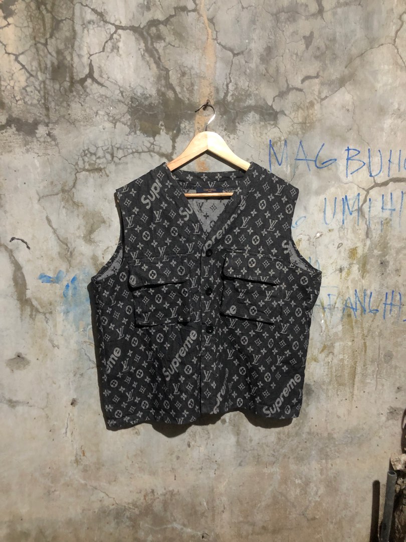 LOUIS VUITTON X SUPREME MONOGRAM DENIM VEST, Men's Fashion, Tops & Sets ...
