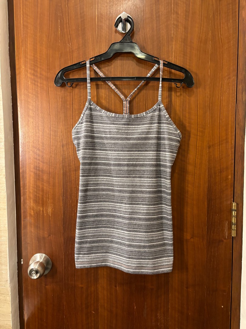 Lululemon Grey Striped Razorback Top, Women's Fashion, Activewear on ...