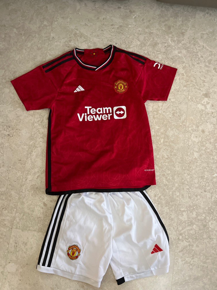 Manchester United 23/24 Home Kit, Babies & Kids, Babies & Kids Fashion ...
