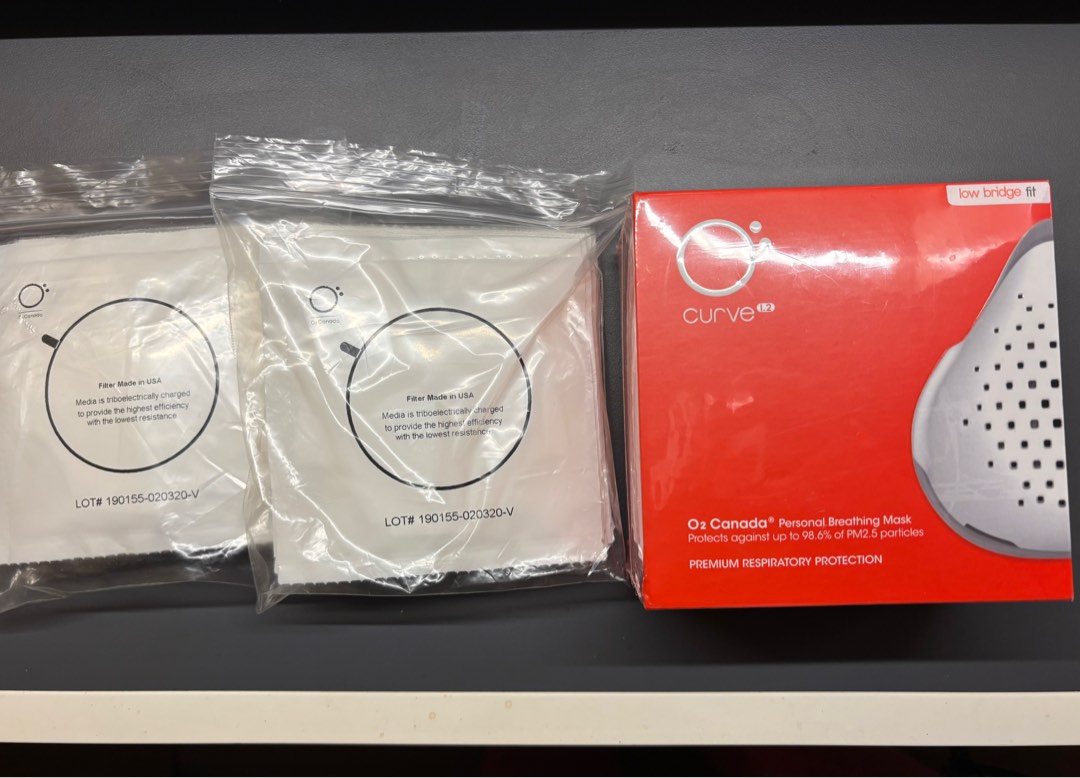 O2 Canada Curve 口罩 + 另加 20 片濾芯, 健康及營養食用品, 口罩、面罩 - Carousell