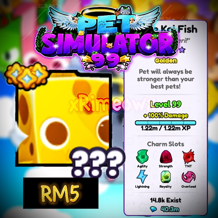 Pet Simulator 99 MAX LEVEL Huge Koi Fish with All Best Charms, Video ...
