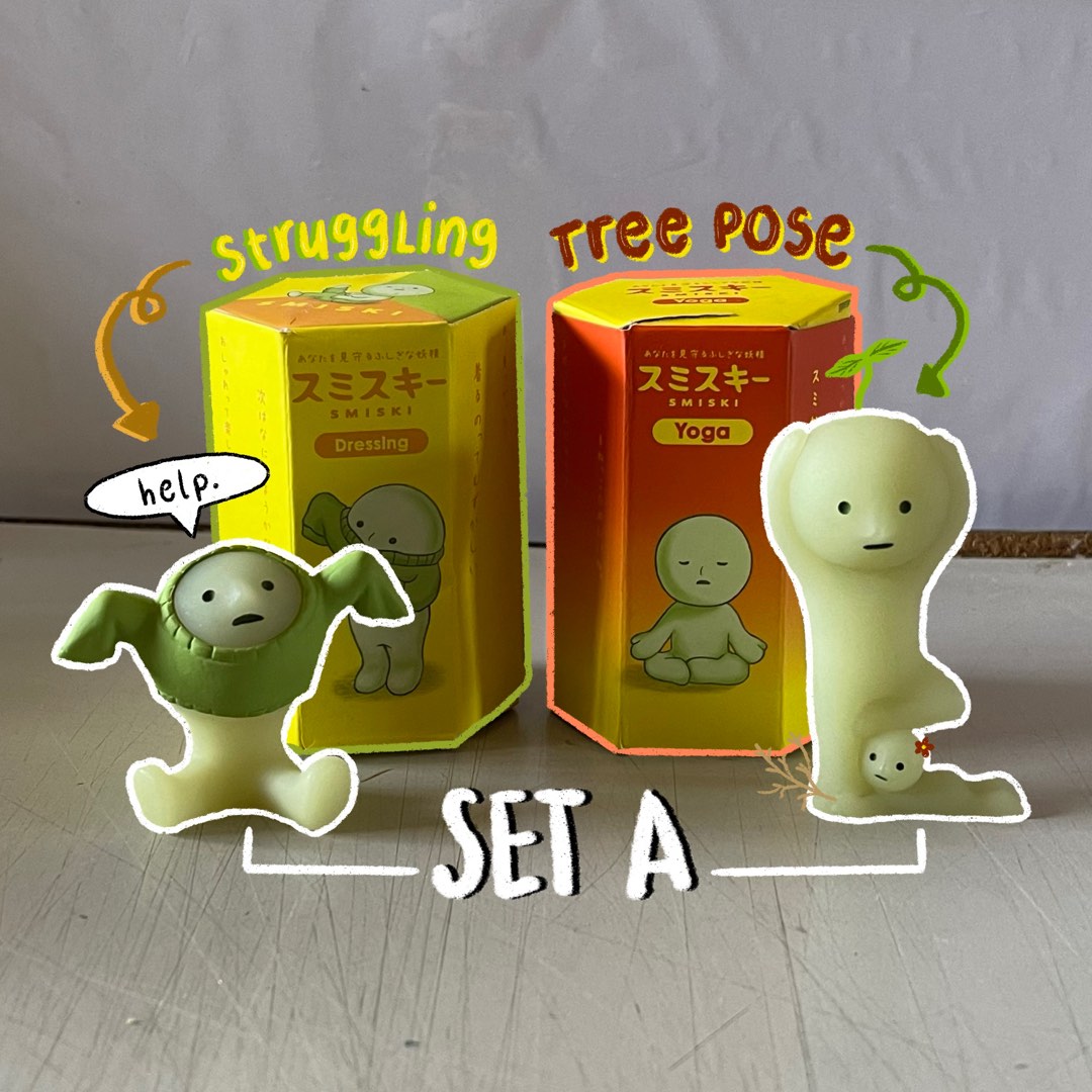 [SMISKI SET] Dressing Series - Struggling Smiski / Yoga Series - Tree ...