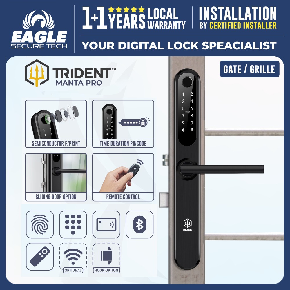 TRIDENT Manta Pro Smart Door Lock - TMPG0094, Furniture & Home Living ...